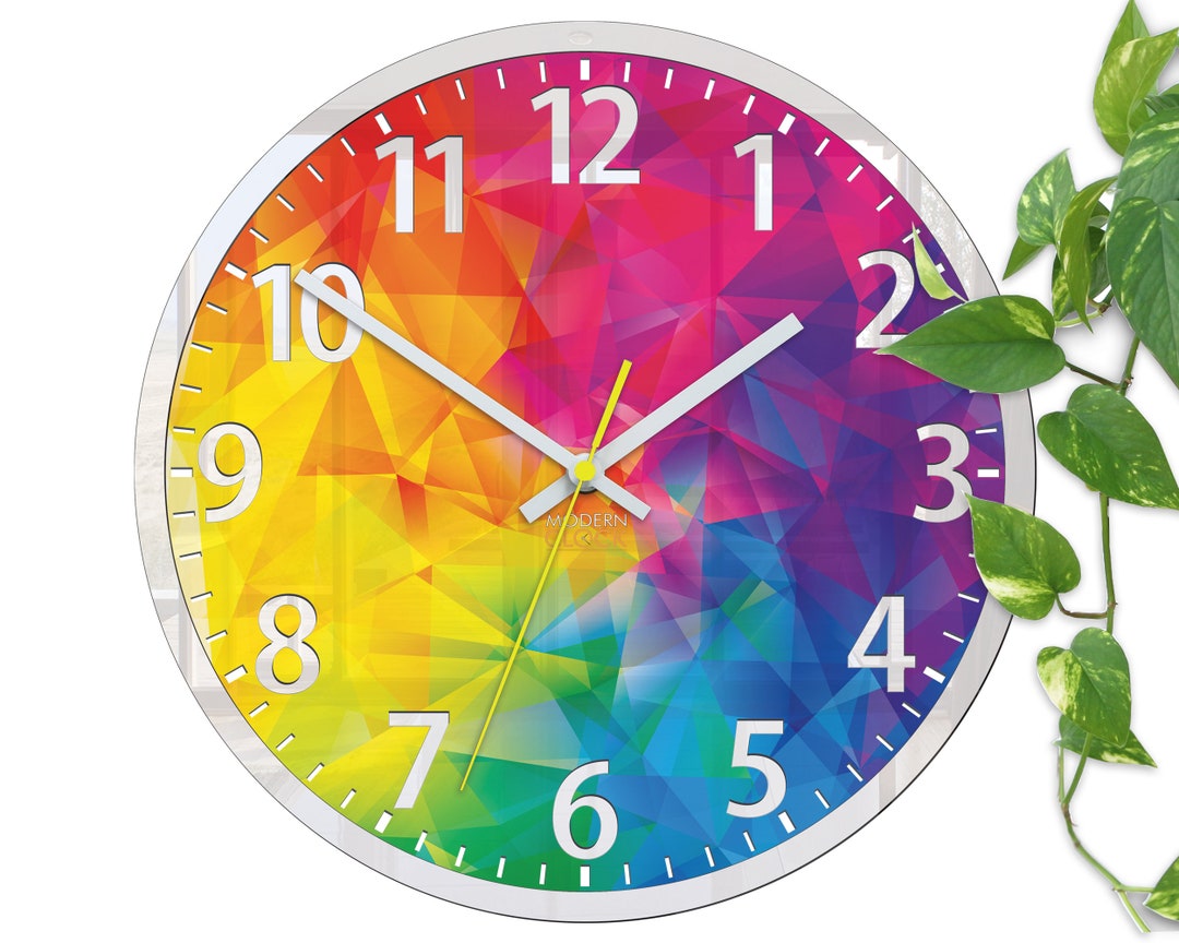 Modernclock , Rainbow Color Swatch Wall Clock With White Numerals ...