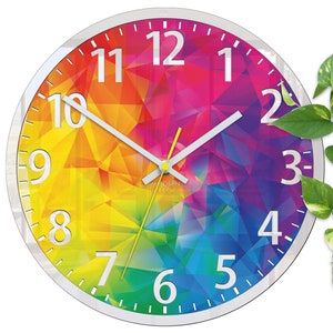 Modernclock , Rainbow Color Swatch Wall Clock With White Numerals ...