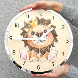 Children Wall Clock - Lion Personalizen Name, Lion, Large Wall Clock ...