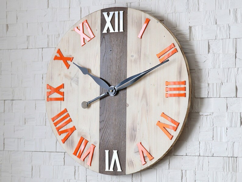 Large Wall Clock 19 Inch Rustic Wall Clock Natural | Etsy