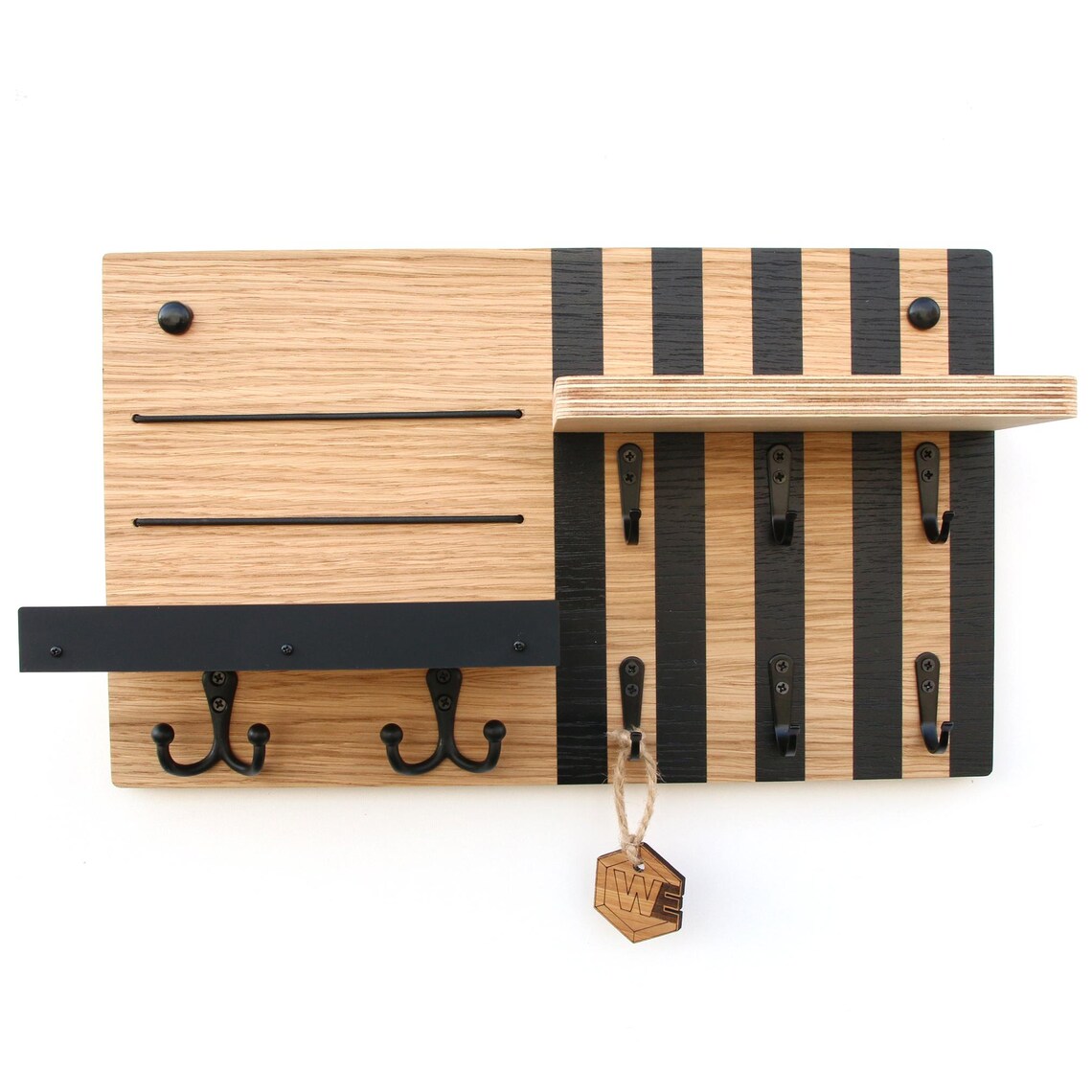 Wooden Key Holder With Shelf – Wall Organizer for Entryway, Modern Key ...