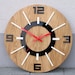 Large Wood Wall Clock, OAK, 40cm, 15.75" , Gift, Unique Wall Clock, Red ...