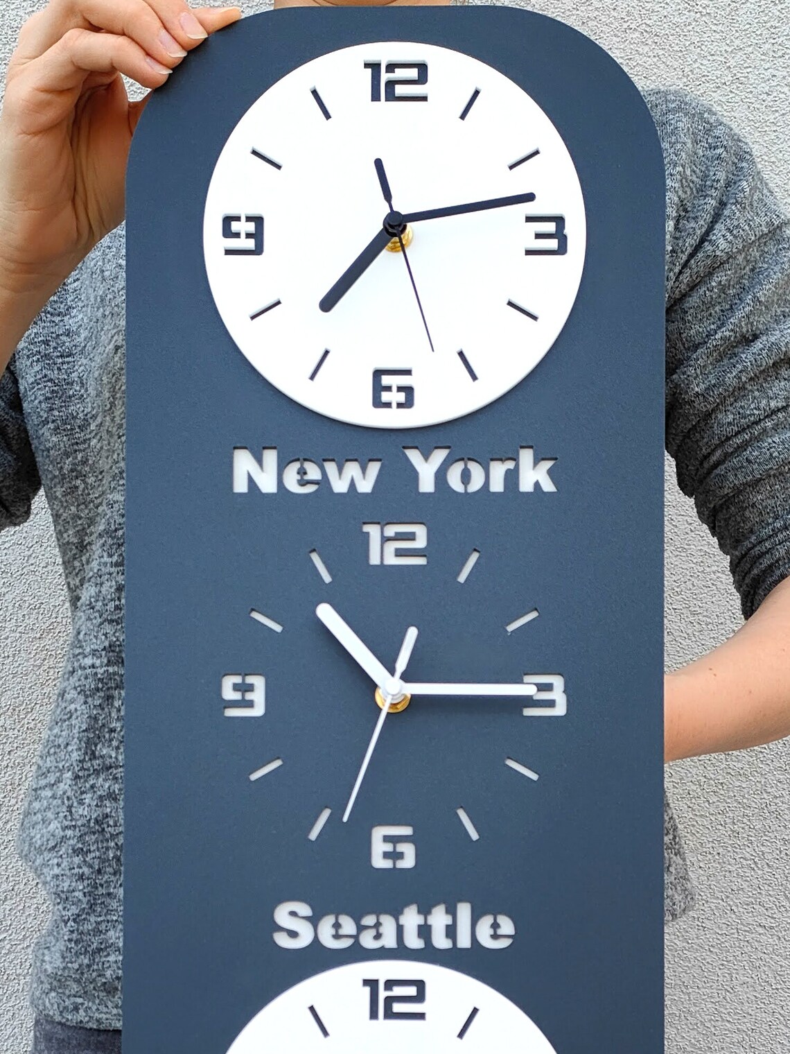 Large Wall Clock Personalized Wall Clock With Cities - Etsy