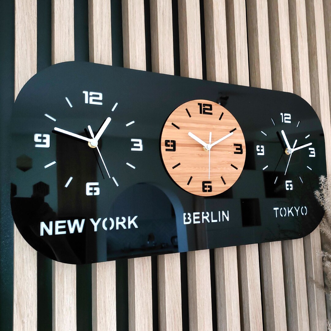 LARGE Office Clock, World Timezone Wall Clock, Time Zone Wall Clock ...