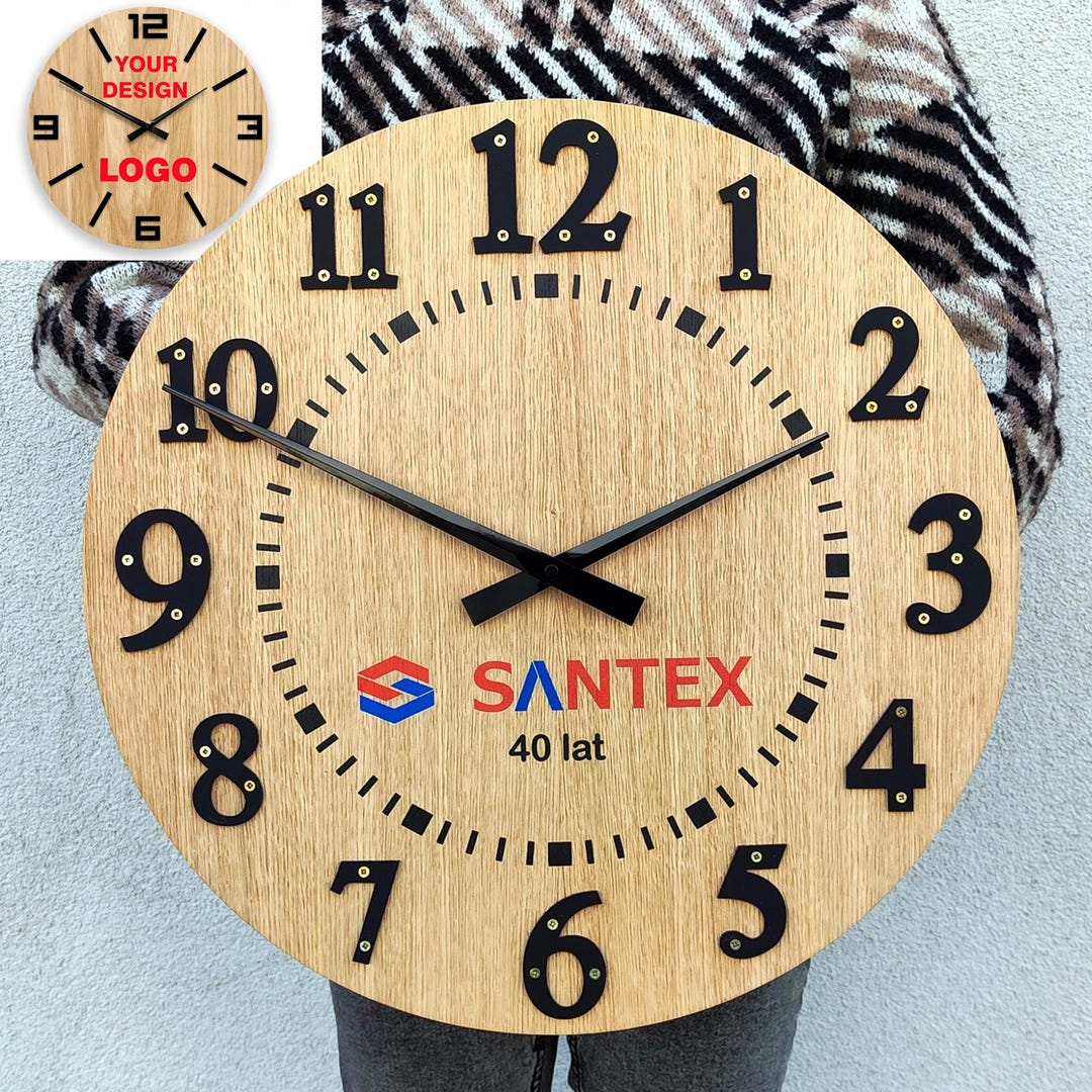 Custom Business Wall Clock - Wooden Clock With Company Logo - Bulk ...