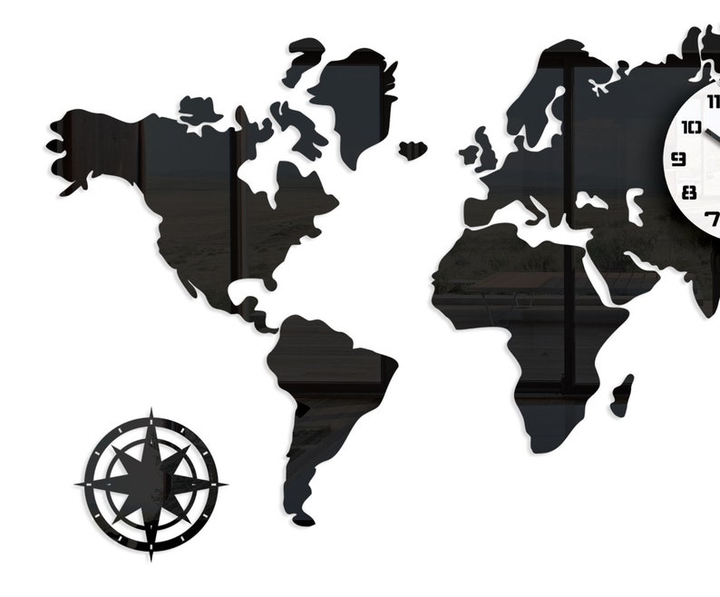 Large Wall Clock, Clock World, Clock Map, Modern Clock, Wall Decoration ...