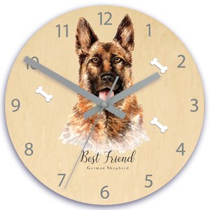 German Shepherd Dog, Silent, Quiet, Large Wall Clock Birthday Gift ...