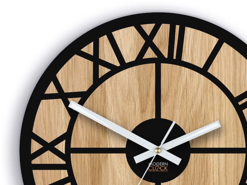 Wall Clock With Black Numbers Wood Natural Clock - Etsy