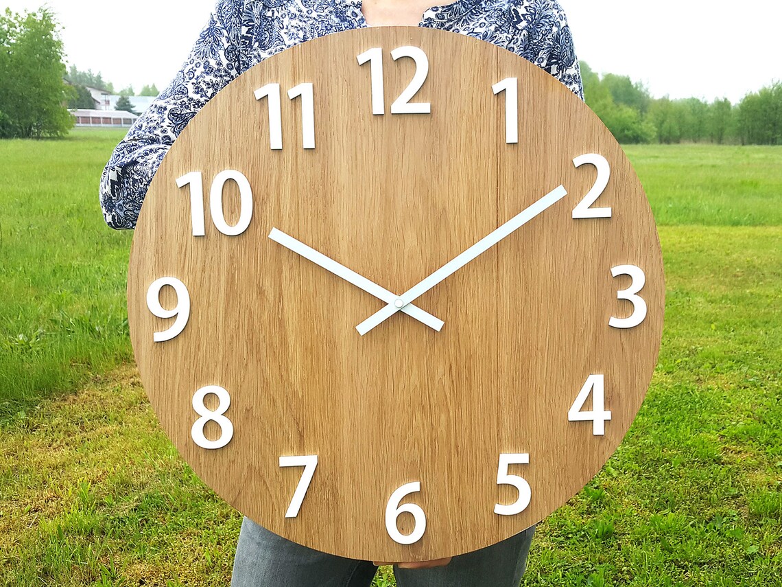 Large Wall Clock Rustic OAK Wall Clock Natural | Etsy