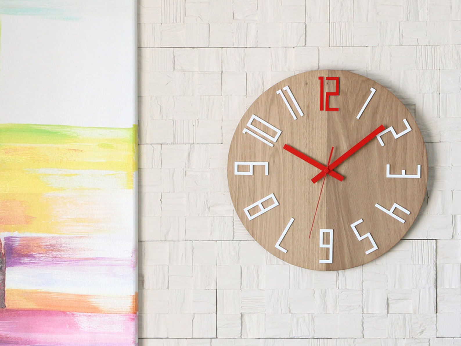 Large Wood Wall Clock RED Wall Clock Gift Wall Decor Unique - Etsy
