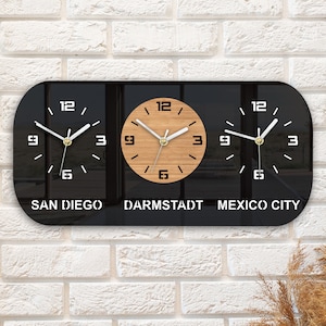 LARGE World Timezone Wall Clock, Personalized Clock , Time Zone Wall ...