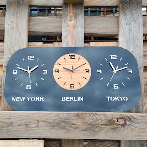 LARGE Office Clock, World Timezone Wall Clock, Time Zone Wall Clock ...