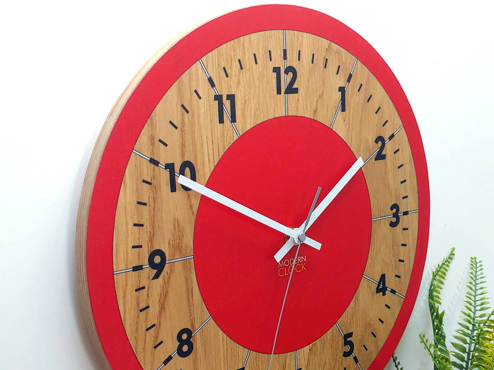 Wall Clock OAK Wood Red Clock TOKIO Modern Wall Clock - Etsy