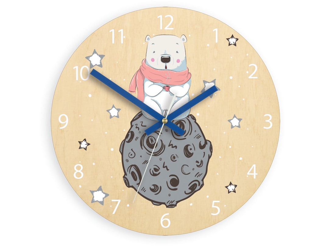 Nursery Wall Clock, Wood Clock, , Bear Clock, Illustrated Clock ...