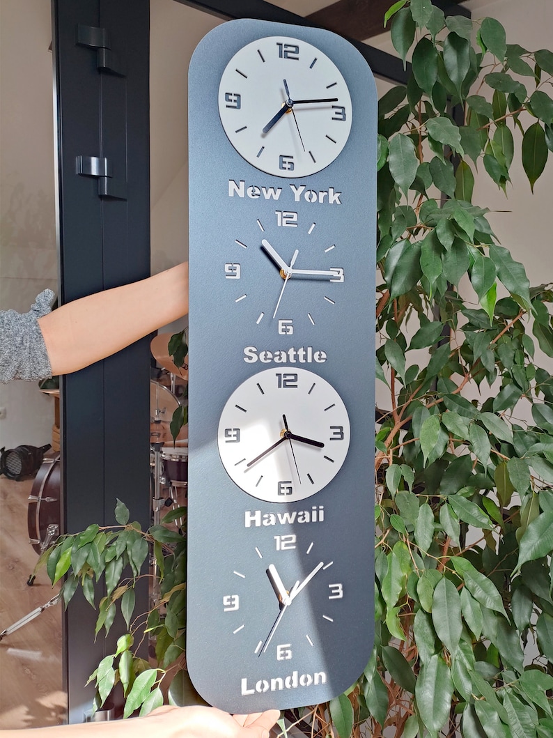 Large Wall Clock Personalized Wall Clock With Cities - Etsy