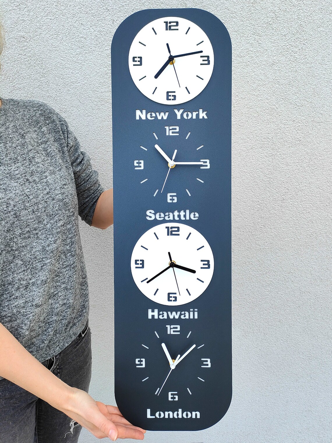 Large Wall Clock Personalized Wall Clock With Cities - Etsy