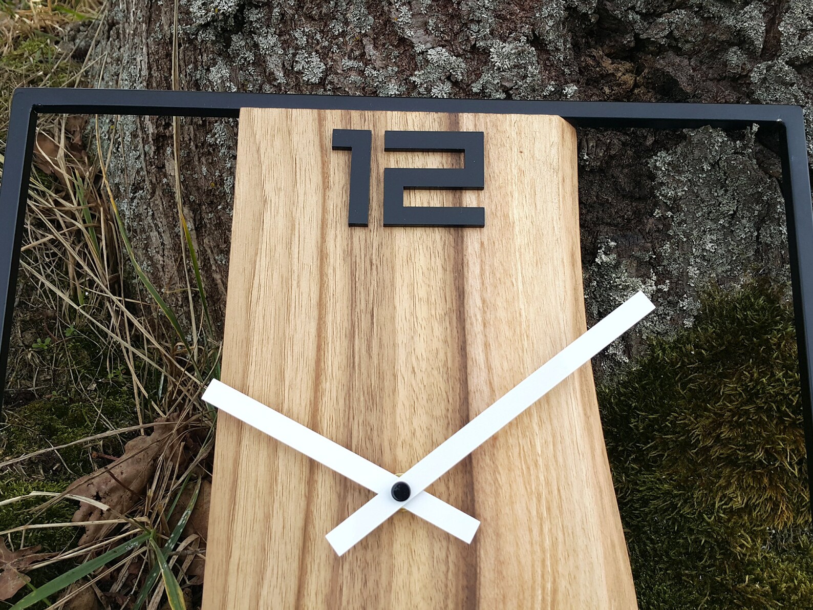 Metal Walnut Wall Clock Walnut Clock Metal Art Modern - Etsy