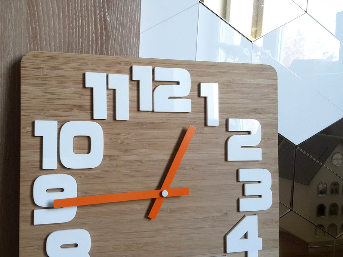 LARGE Wall Clock Logic With White Numbers Modern Silent Wall - Etsy