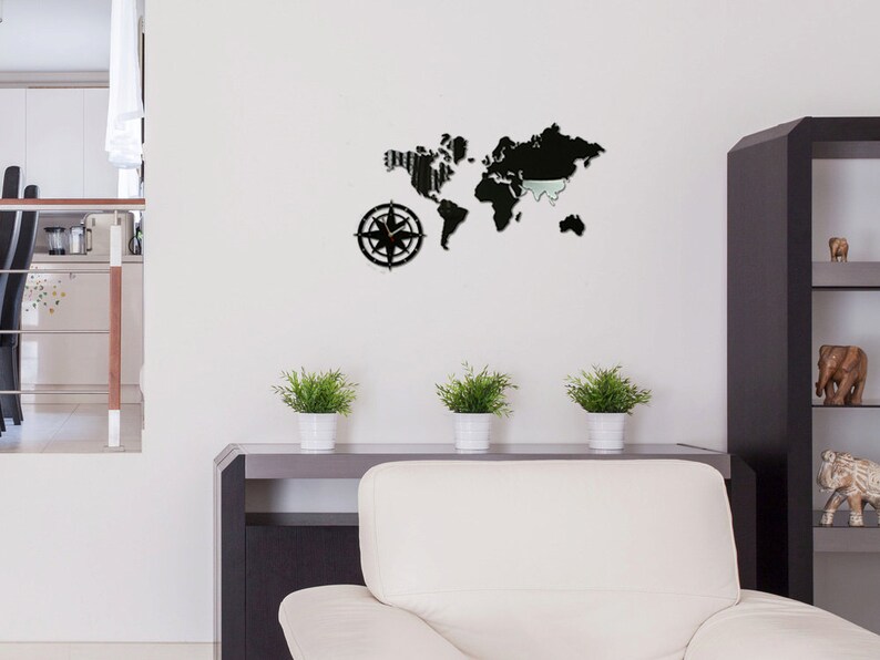 Wall Clock WORLD MAPS Modern Clock Gift Wall Decoration Wall - Etsy
