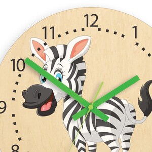 Children Wall Clock - Zebra With Personalizen Name, Wooden Clock, Clock ...