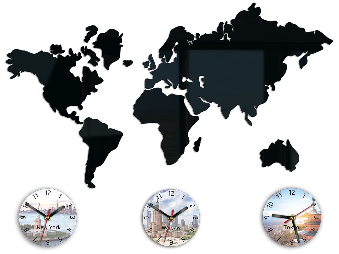 Large Wall Clock World Maps Colorful Modern Clock Gift - Etsy