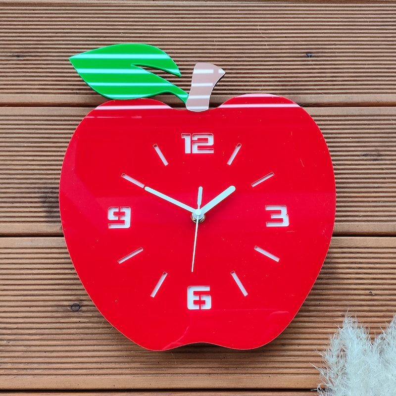 Red Kitchen Clock - Etsy