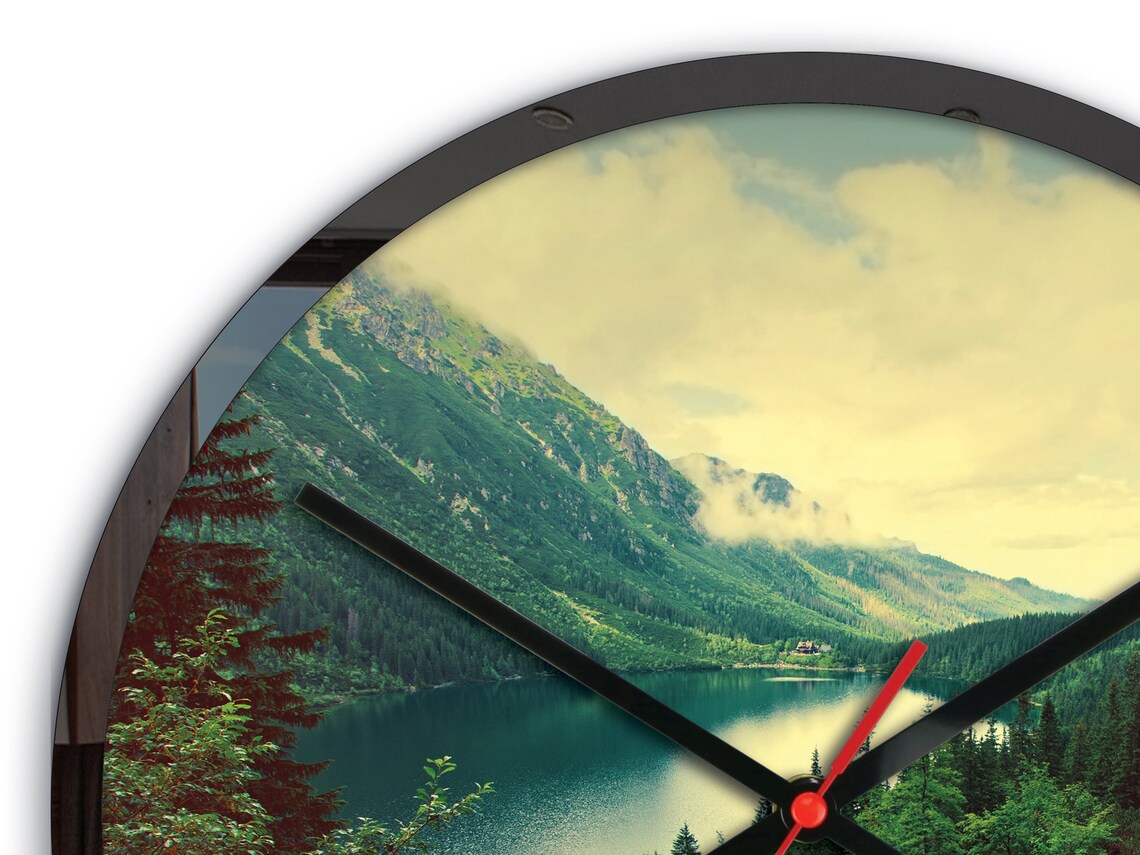 Large Wall Clock Clock With Mountains and Lake Nature Clock - Etsy