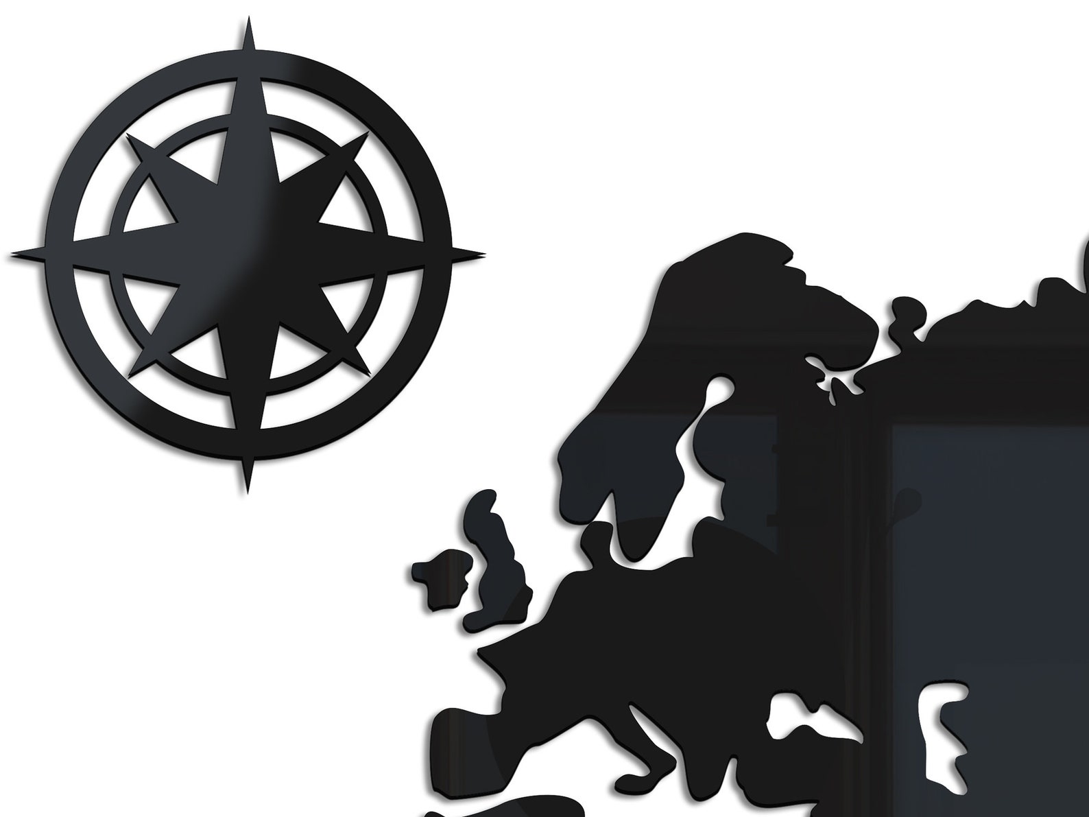 Large Silent Wall Clock With World Map Unique Black Clock | Etsy