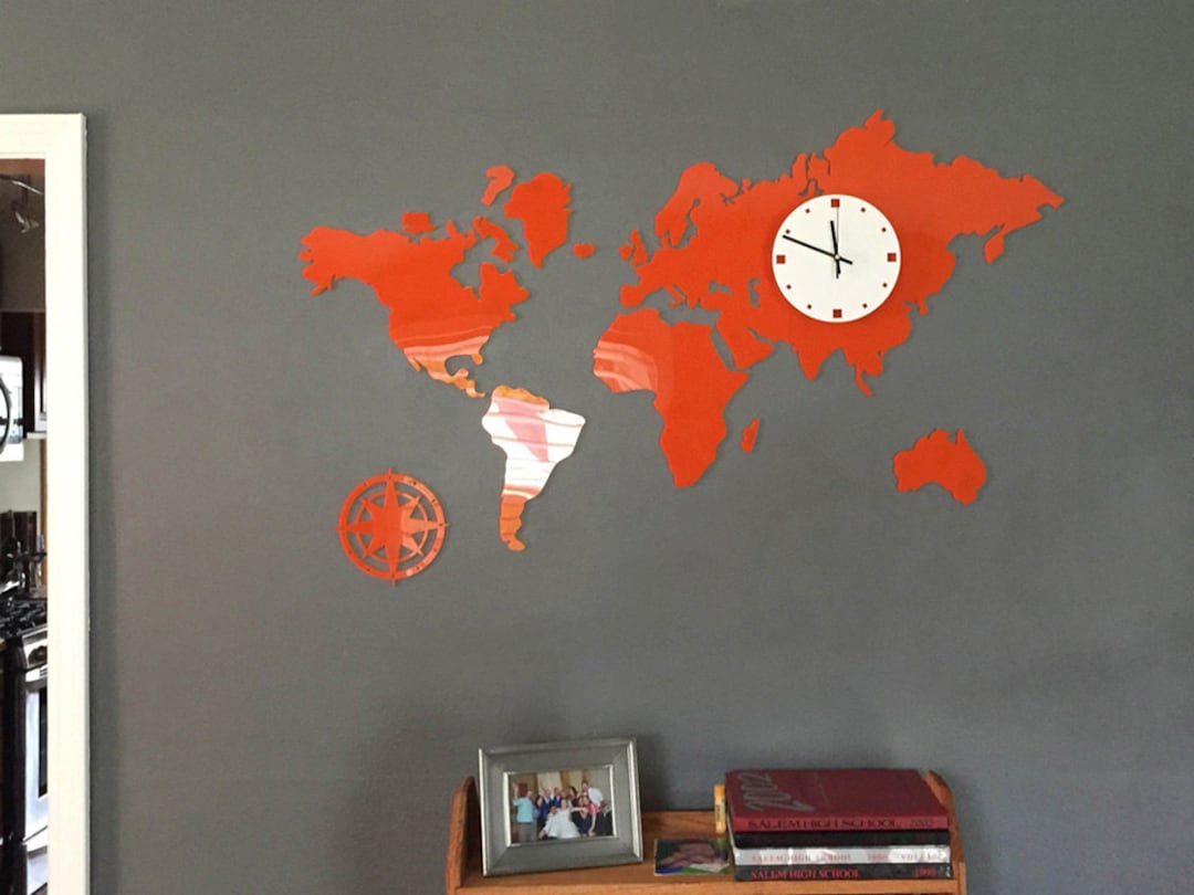 Big Wall Clock WORLD MAP Modern Clock Gift Wall Decoration - Etsy