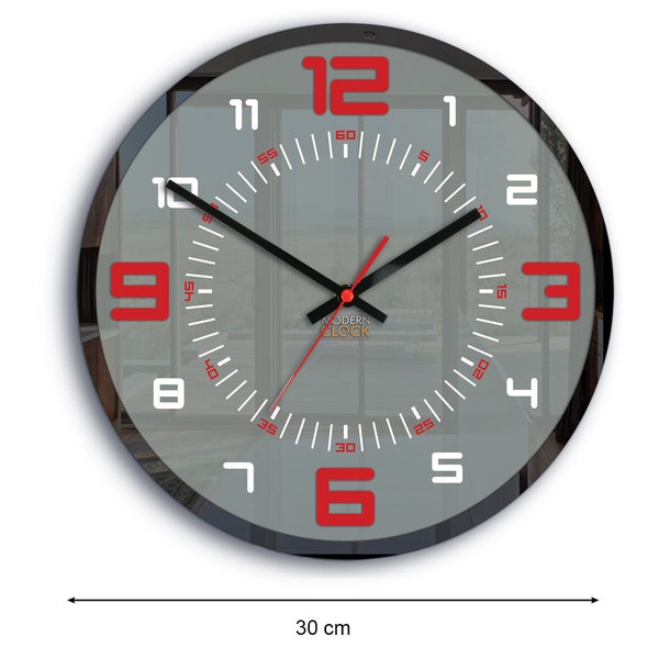 Red Wall Clock - Etsy