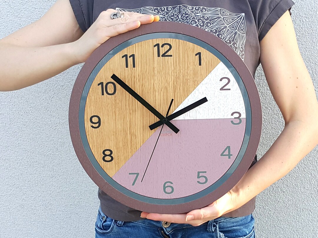 Scandi Wall Clock With Pastel Colors Minimalist Wooden Clock Pale ...