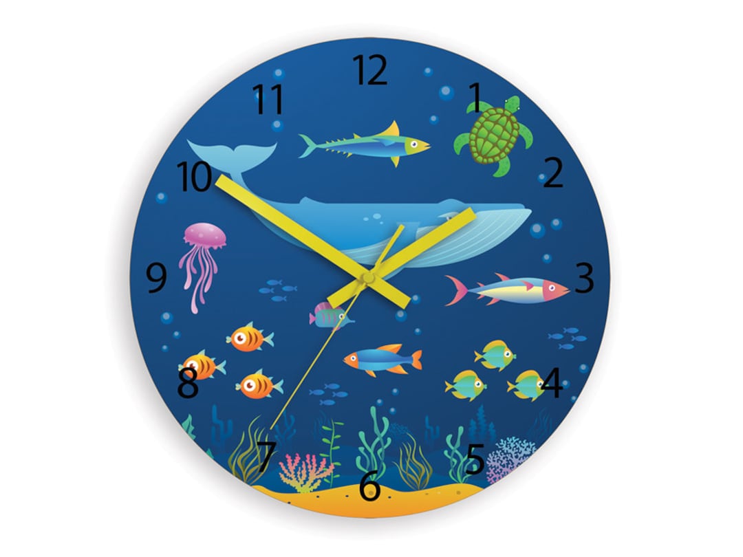 Children Wall Clock - Educational Ocean Clock, Wood Clock, Large Wall ...