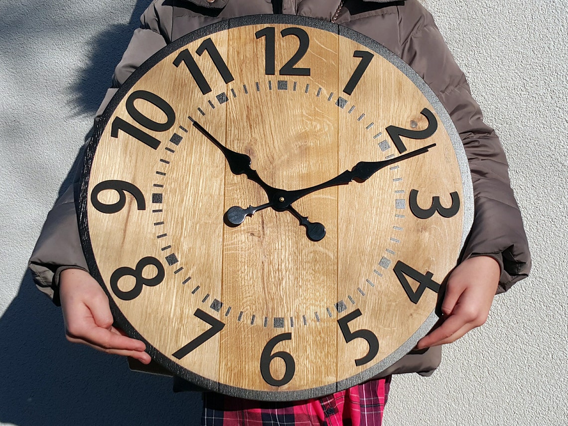 Large Farmhouse Wooden Wall Clock Berlin, Style Rustic Clock, Wooden ...