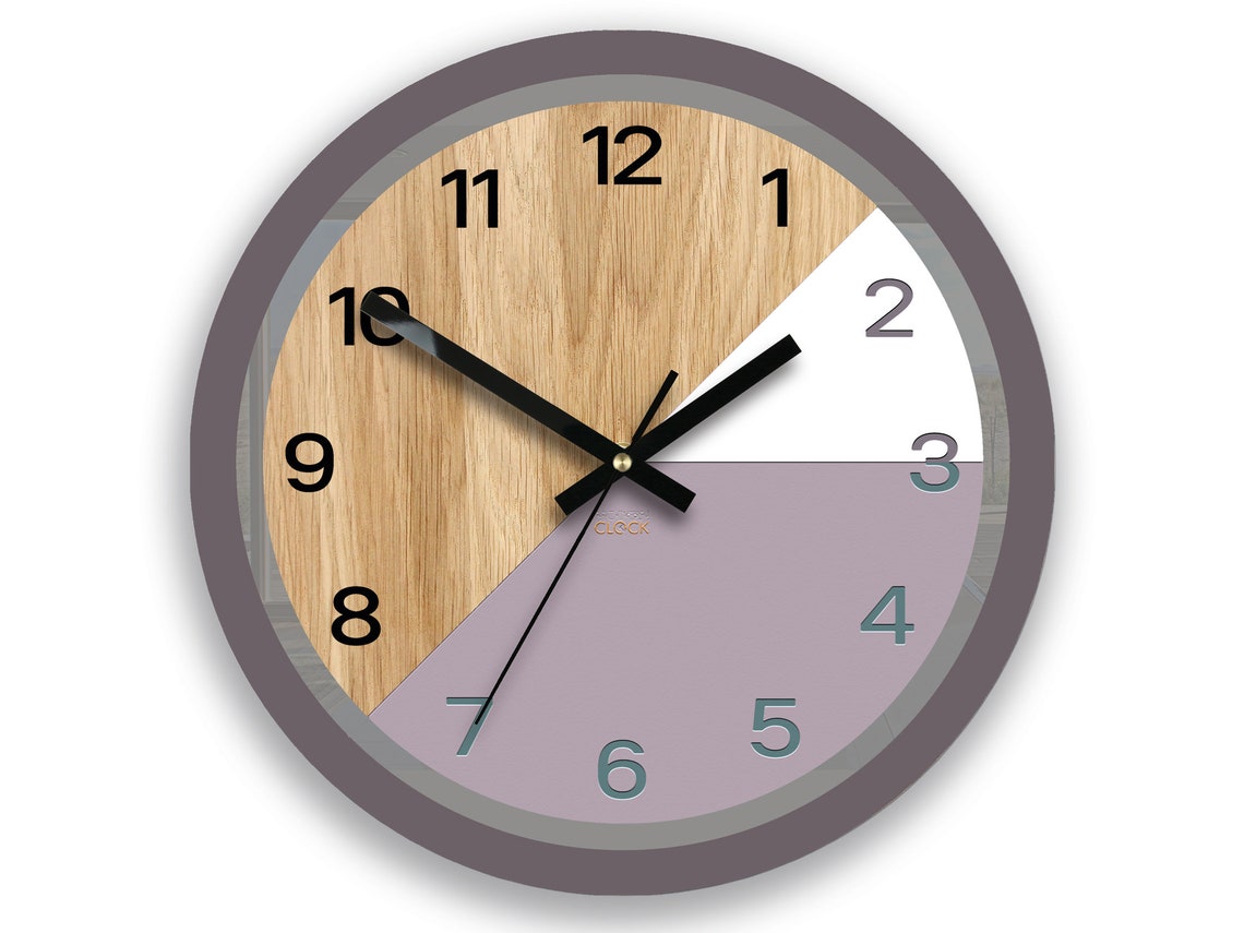Scandi Wall Clock With Pastel Colors Minimalist Wooden Clock Pale ...