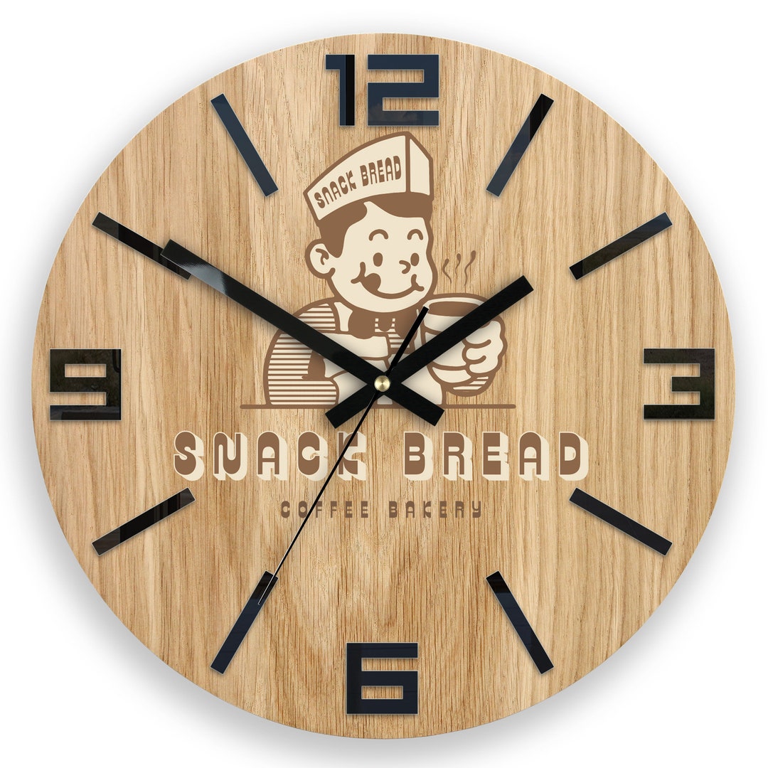 Wall Clock With Logo. Oak Wood Clock, Clock Personalization Your LOGO ...