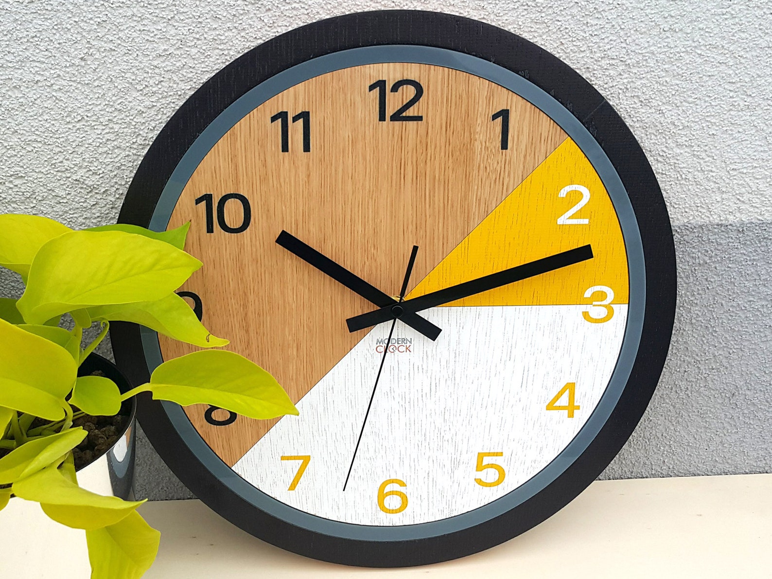 Scandi Wall Clock With Pastel Colors Minimalist Wooden Clock - Etsy