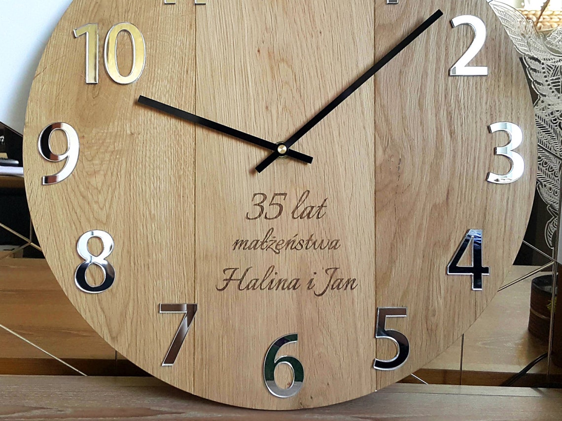 Large wall clock with mirror numbers with personalization : on | Etsy
