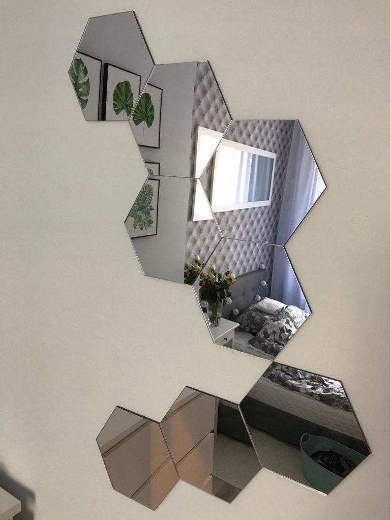 Hexagon Shape Mirror Wall Decal Wall Sticker 3 Pcs