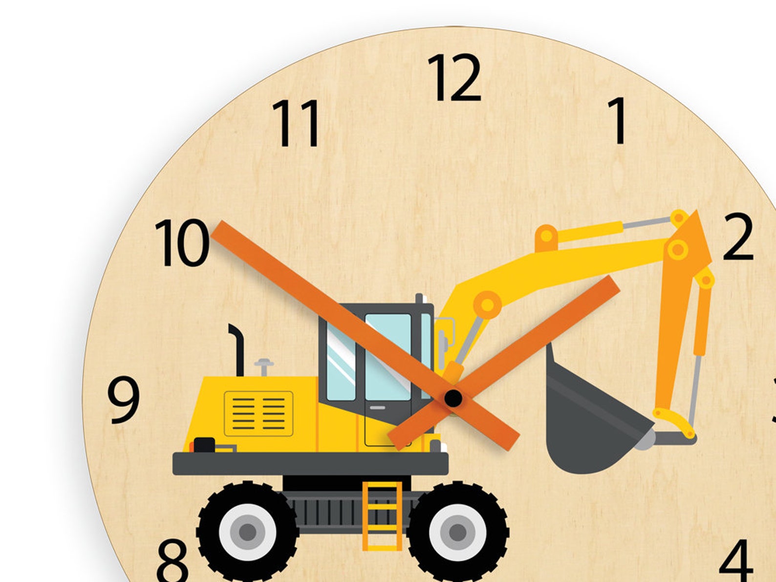 Kids Wall Clock Excavator With Personalizen Name Wood - Etsy