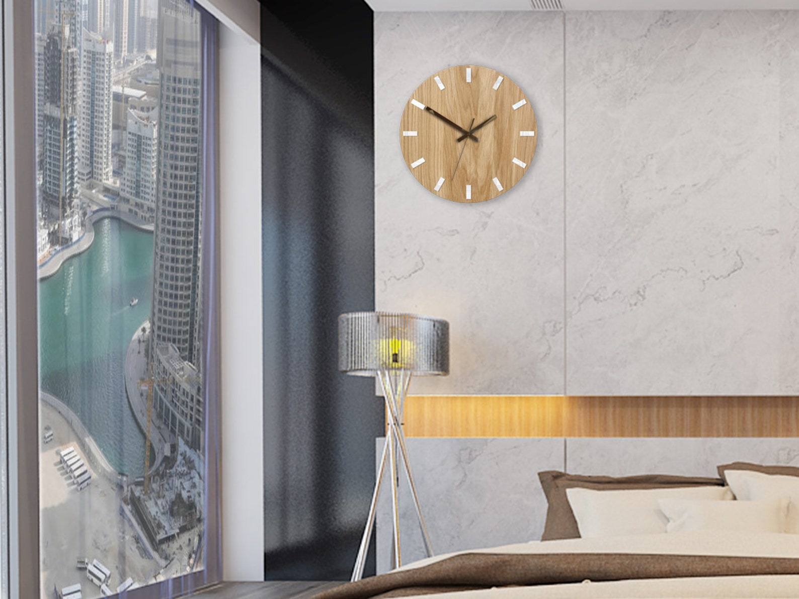 Wall Clock Geometric Wall Clock Modern Clock Wooden Wall - Etsy