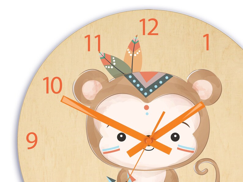 Children Wall Clock - Indian Monkey With Personalizen Name, Clock With ...