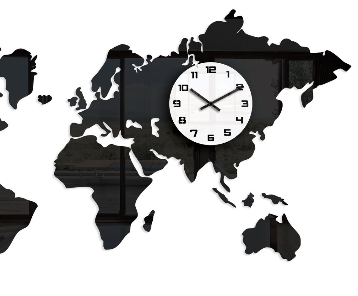 Large Wall Clock, Clock World, Clock Map, Modern Clock, Wall Decoration ...
