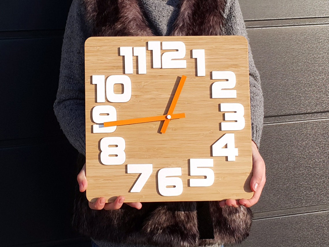 LARGE Wall Clock Logic With White Numbers Modern Silent Wall - Etsy