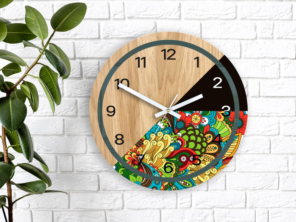 Boho Etno wall clock large wall clock Scandinavian wall | Etsy