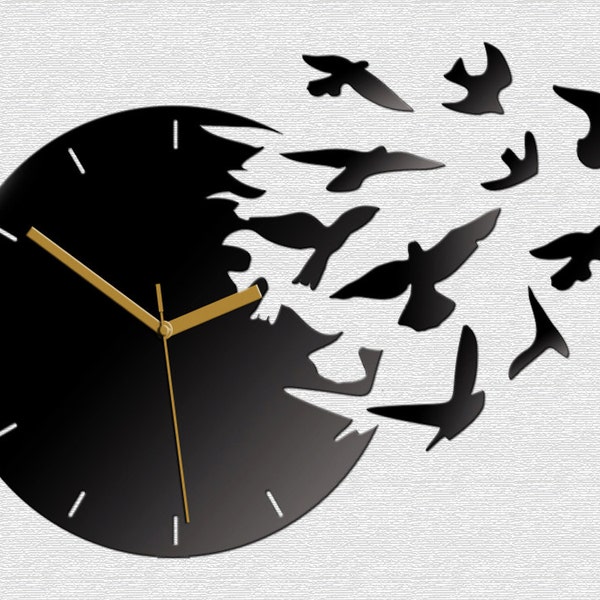 Large Wall Clock With Birds - Etsy