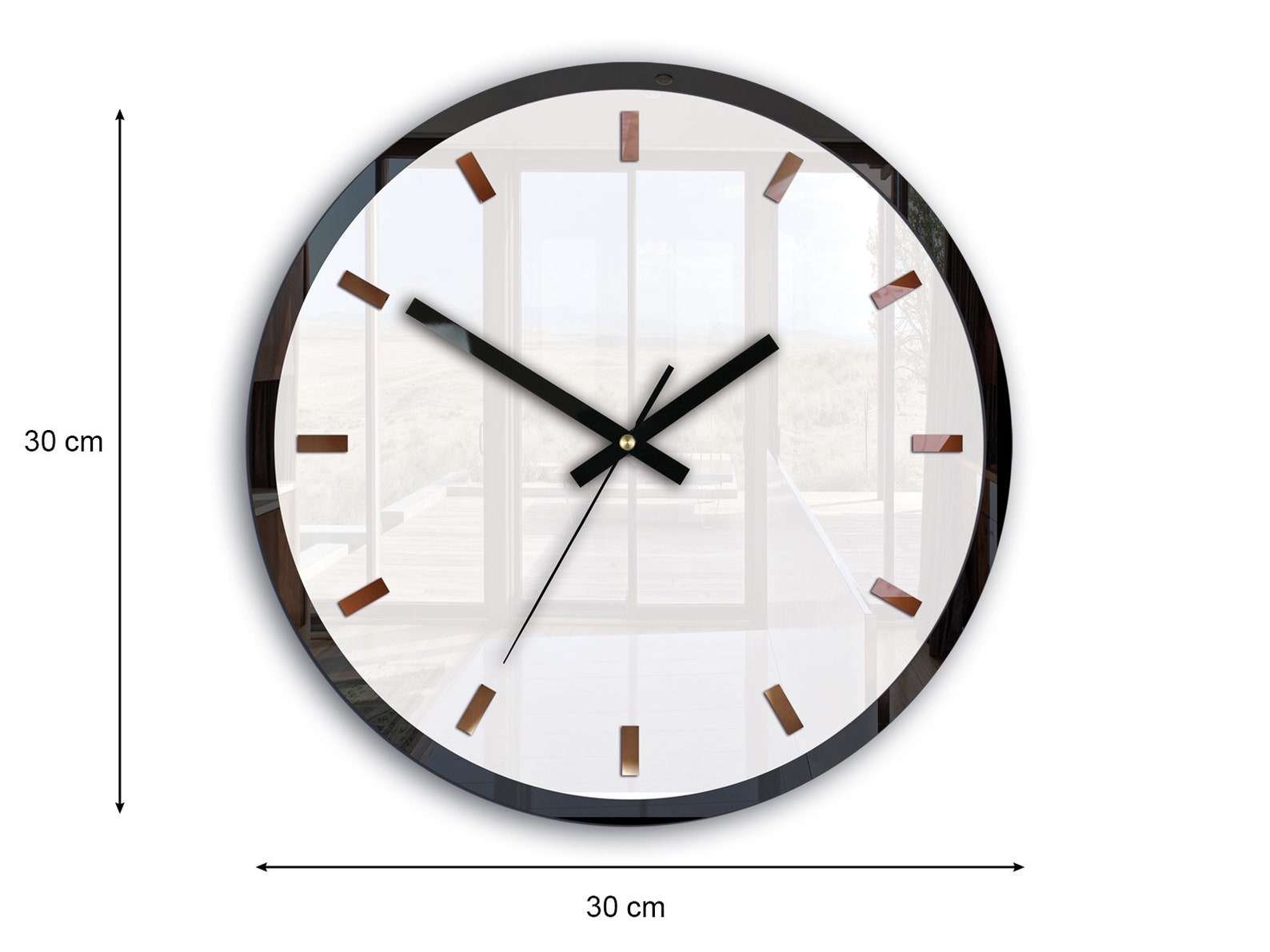 Large Wall Clock, Silent Wall Clock, White Clock With Copper Indeks ...