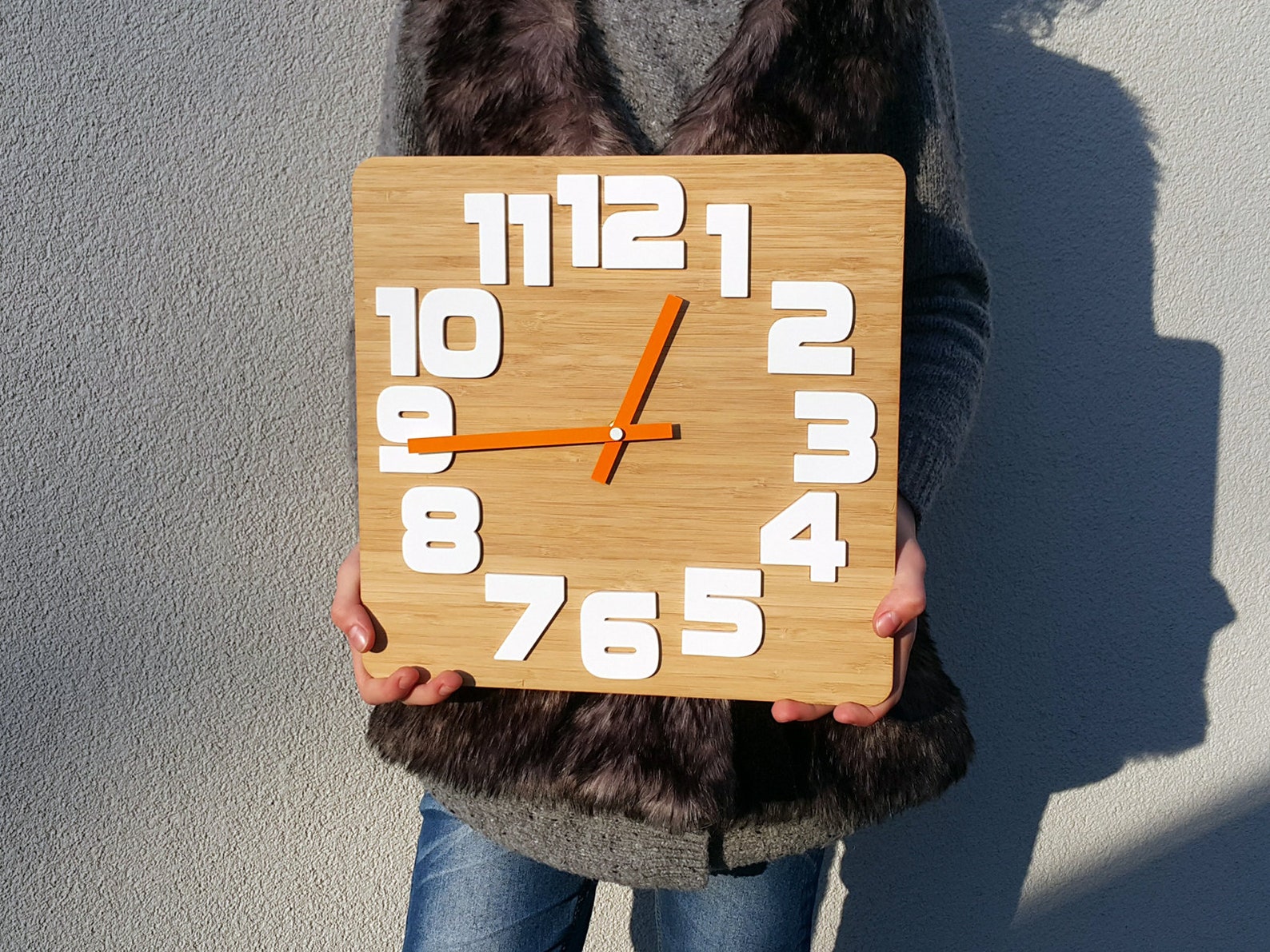 LARGE Wall Clock Logic With White Numbers Modern Silent Wall - Etsy