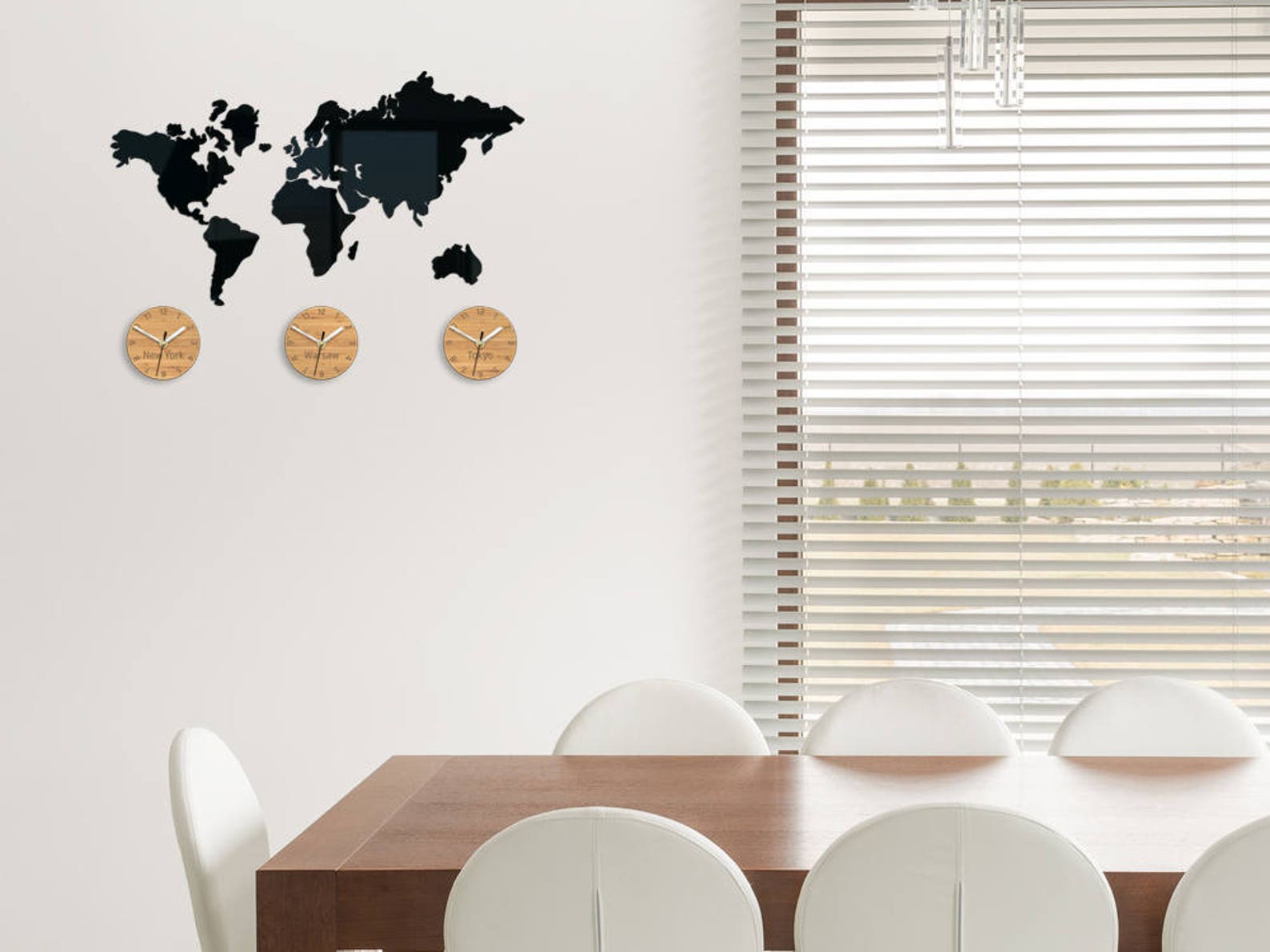 LARGE Wall Clock WORLD MAPS, Modern Clock, Gift, Wall Clock Time Zones ...