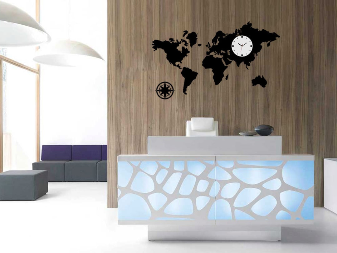 Big Wall Clock WORLD MAP Modern Clock Gift Wall Decoration Wall Decor ...