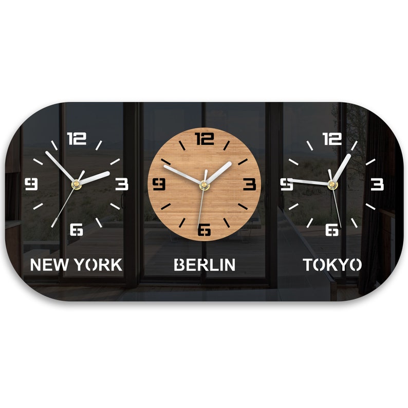LARGE Office Clock, World Timezone Wall Clock, Time Zone Wall Clock ...
